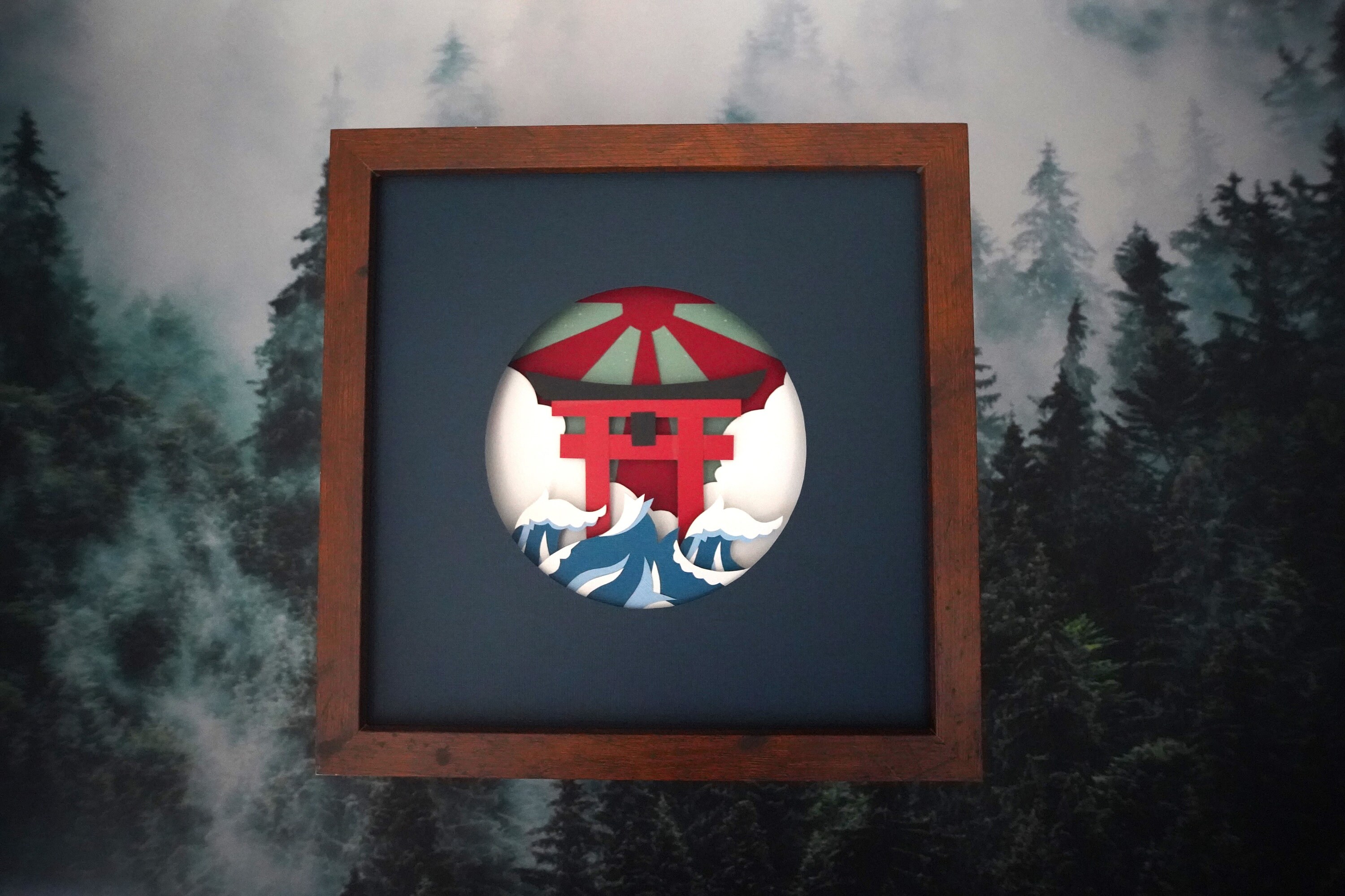Torii Gate Paper Cutting Art, Japanese Landscape, Ukiyo-e - Etsy