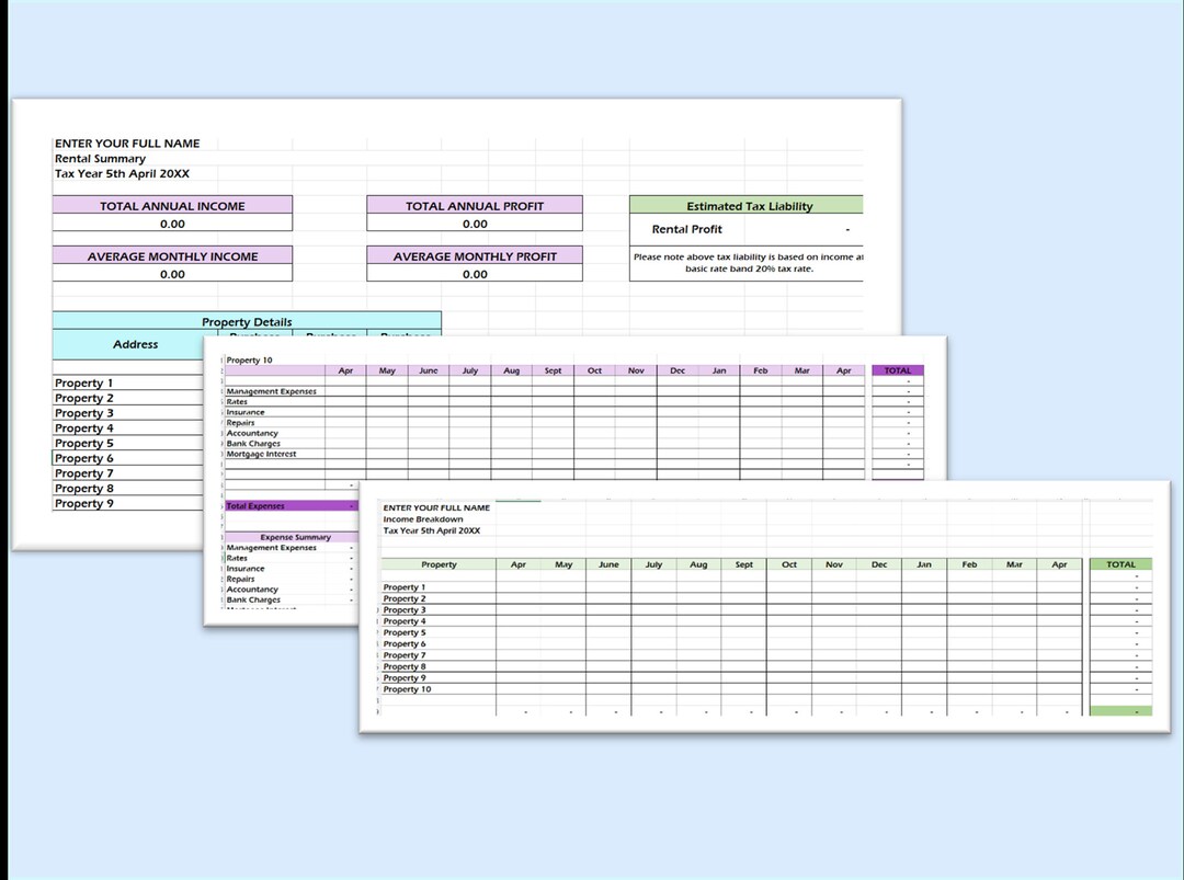 Rental Property Income & Expense Tracker | Tax Estimation | Spreadsheet ...