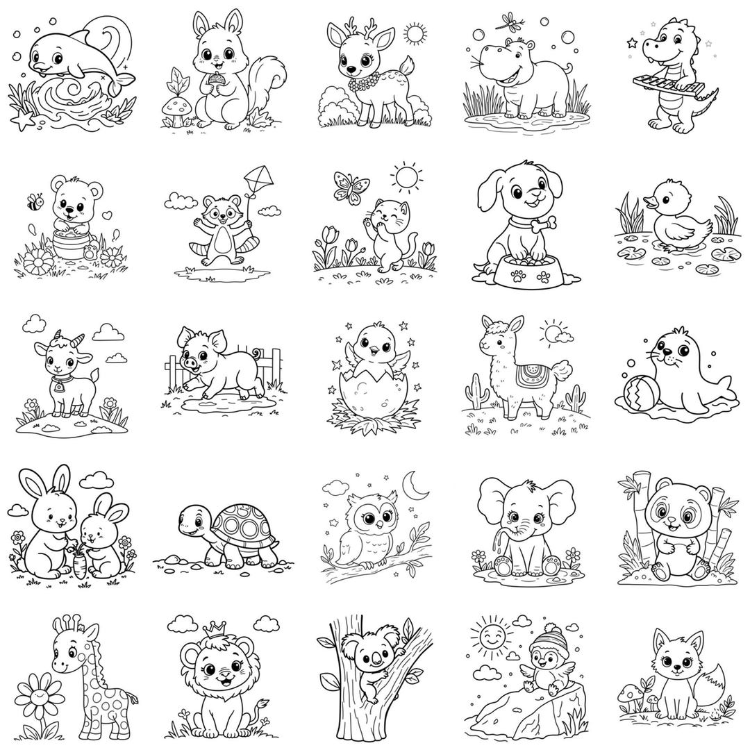 Animal Friends Coloring Pages for Kids: Fun Printable Designs (digital ...