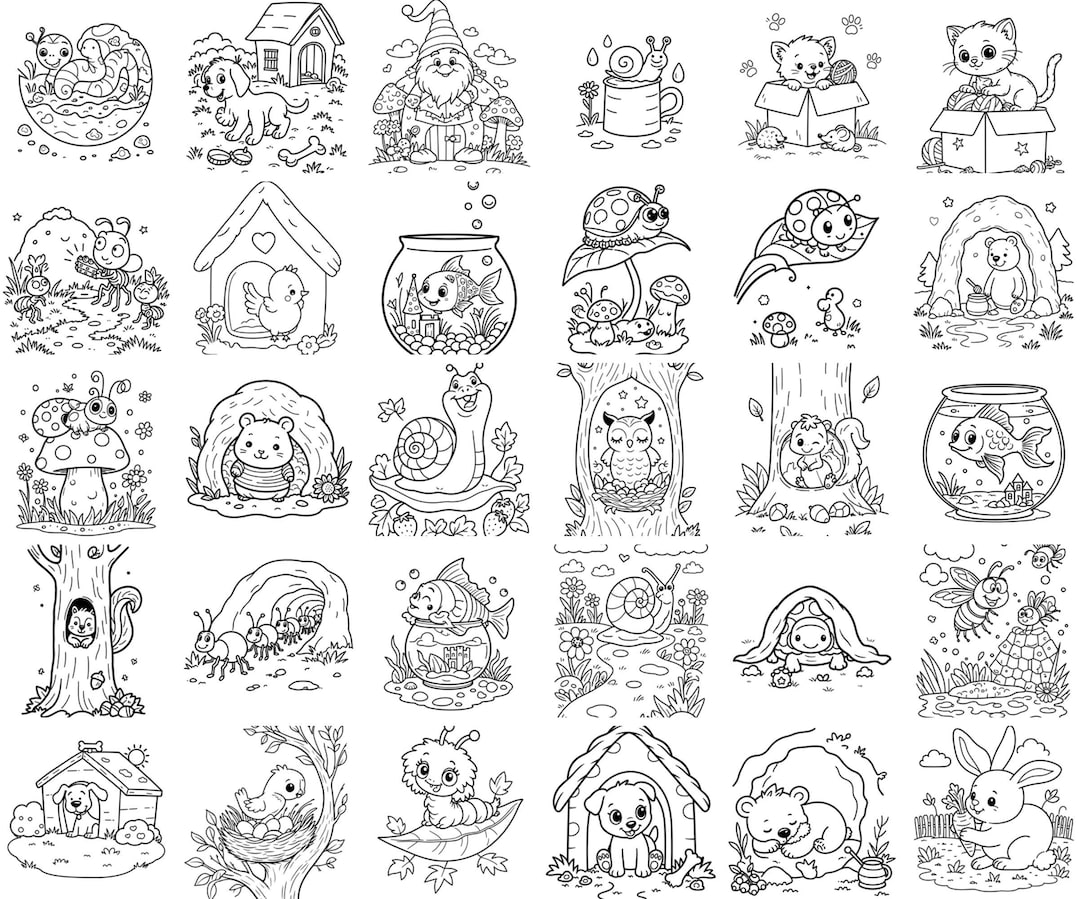 Cute Animal Coloring Pages Bundle, 30 Printable Kawaii Coloring Sheets ...
