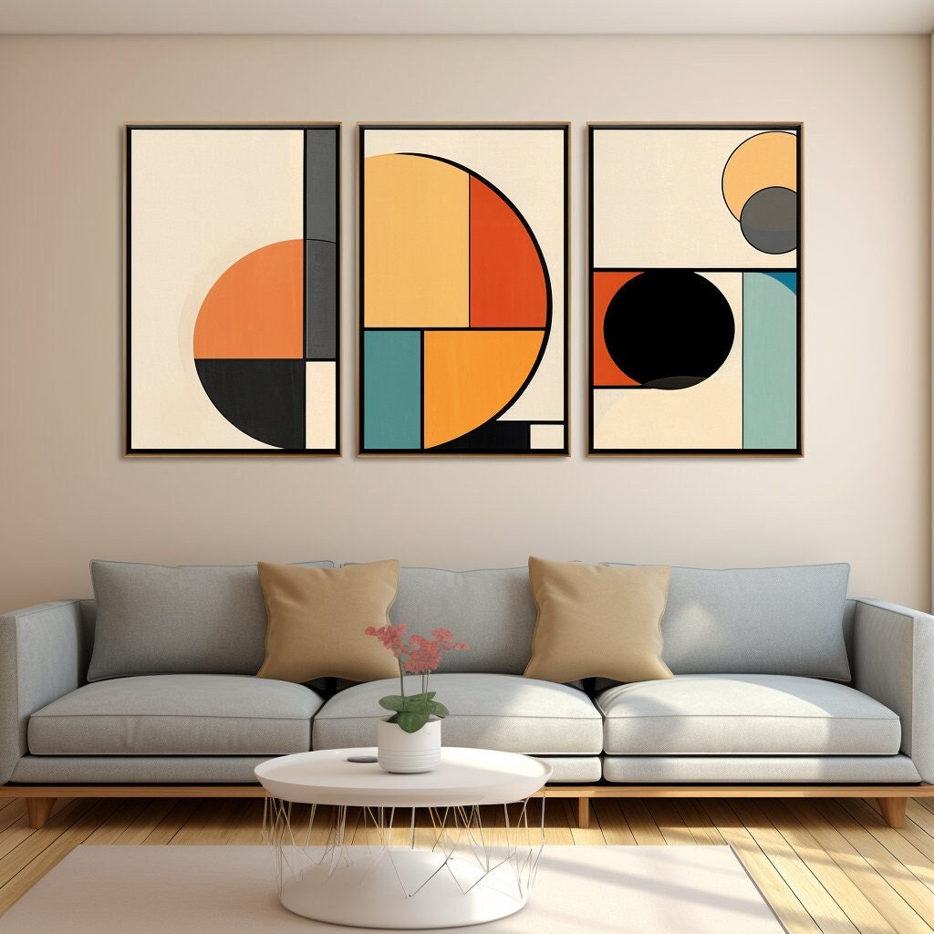 Wall Art Set, 3 Piece Art Set, Bauhaus Style Modern Wall Art Print Set ...