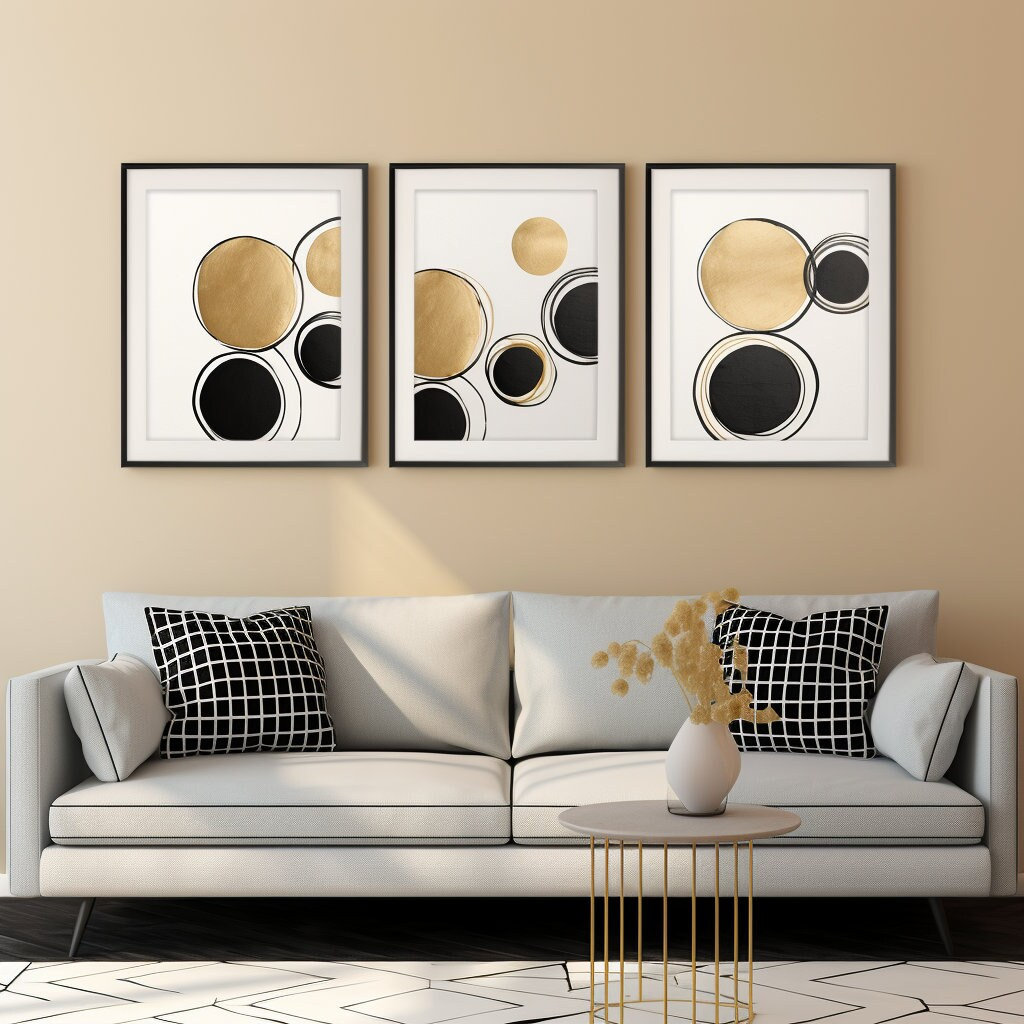 Wall Art Set, 3 Piece Art Set, Mid-century Modern Style Modern Wall Art ...