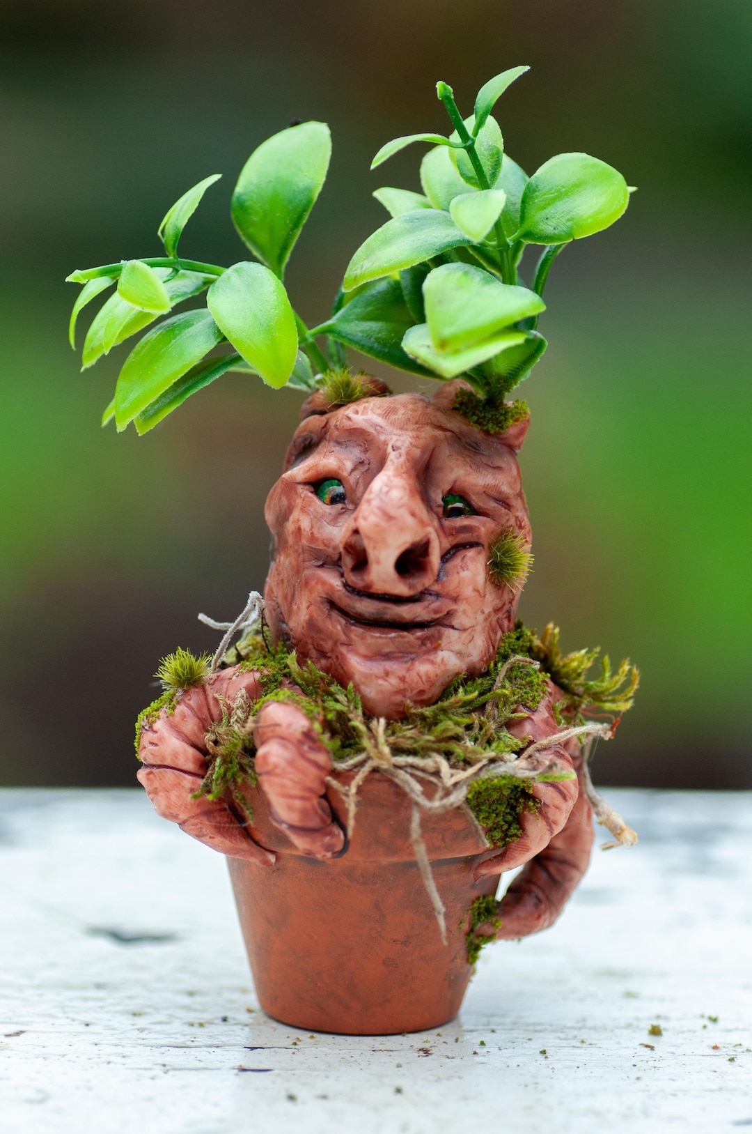 Mandrake Sculpture Handmade Fantasy Clay Creature Forest Miniature ...