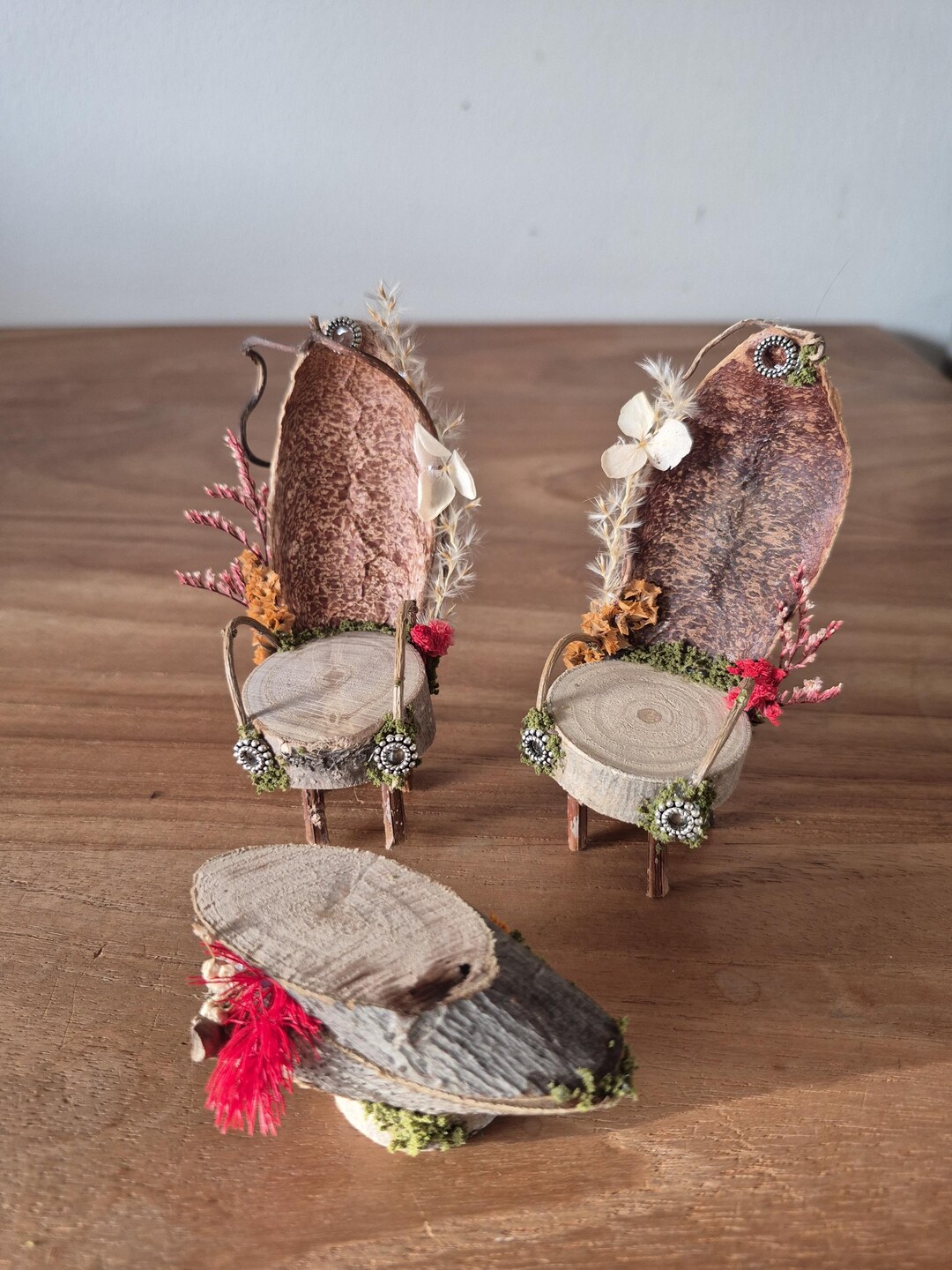 Fairy Chairs and Table - Red Set - Miniature Furniture for Fantasy ...
