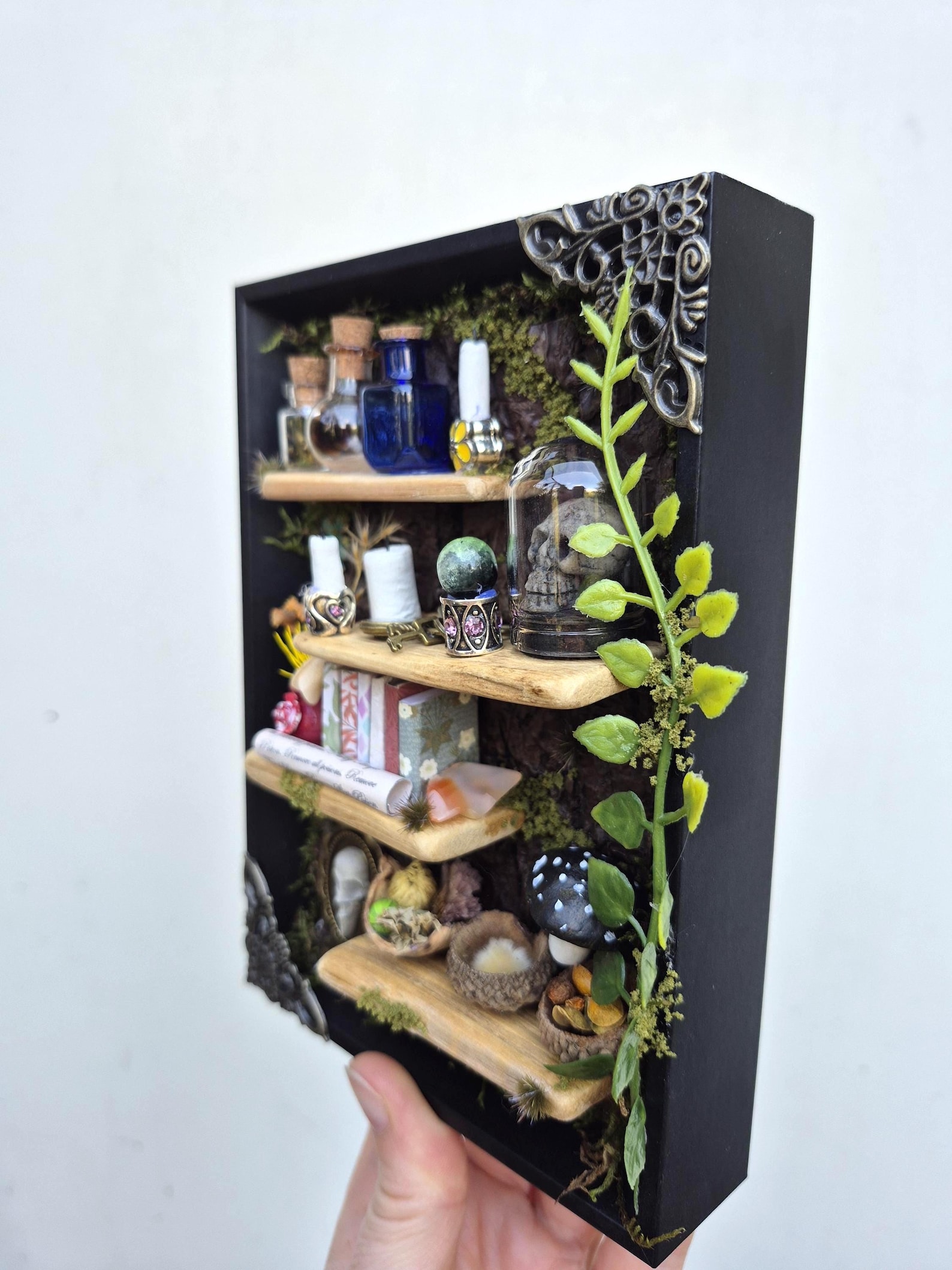 Witchy Potion Shelf Shadowbox Miniature Apothecary Bookcase Wizard ...