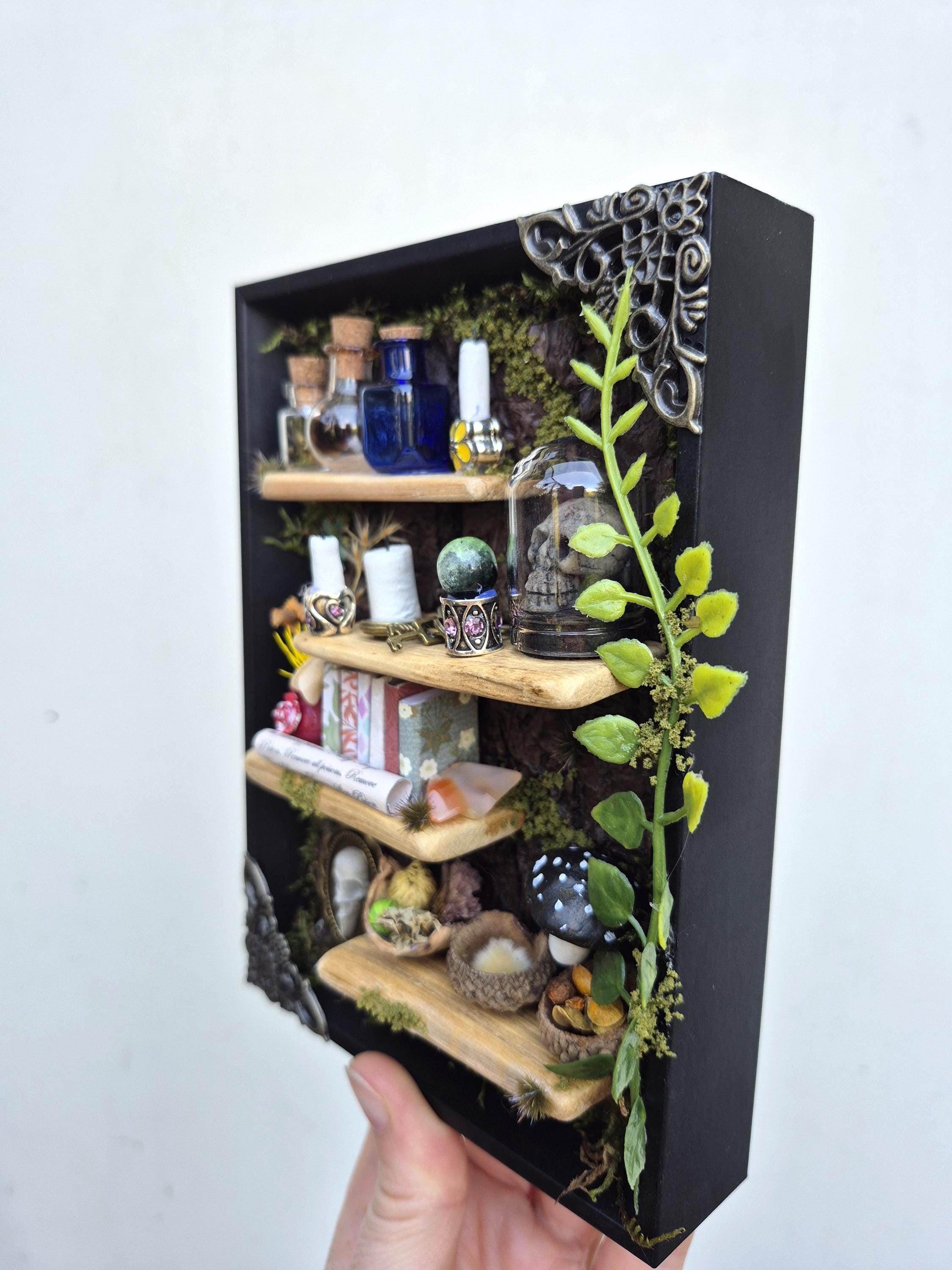 Witchy Potion Shelf Shadowbox Miniature Apothecary Bookcase Wizard ...