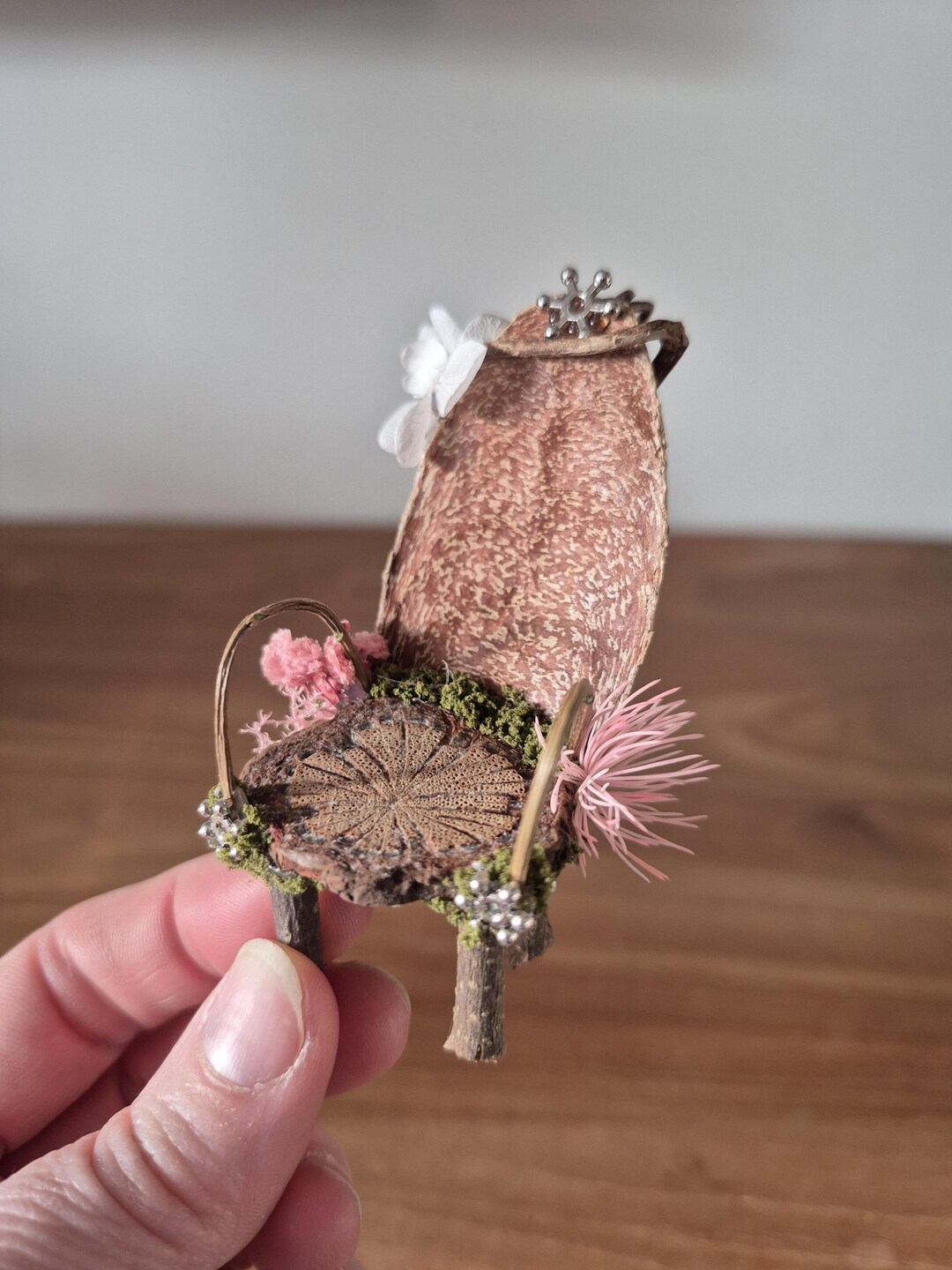 Fairy Chair Pink Miniature Furniture Fantasy Dollhouse Fairy Garden ...