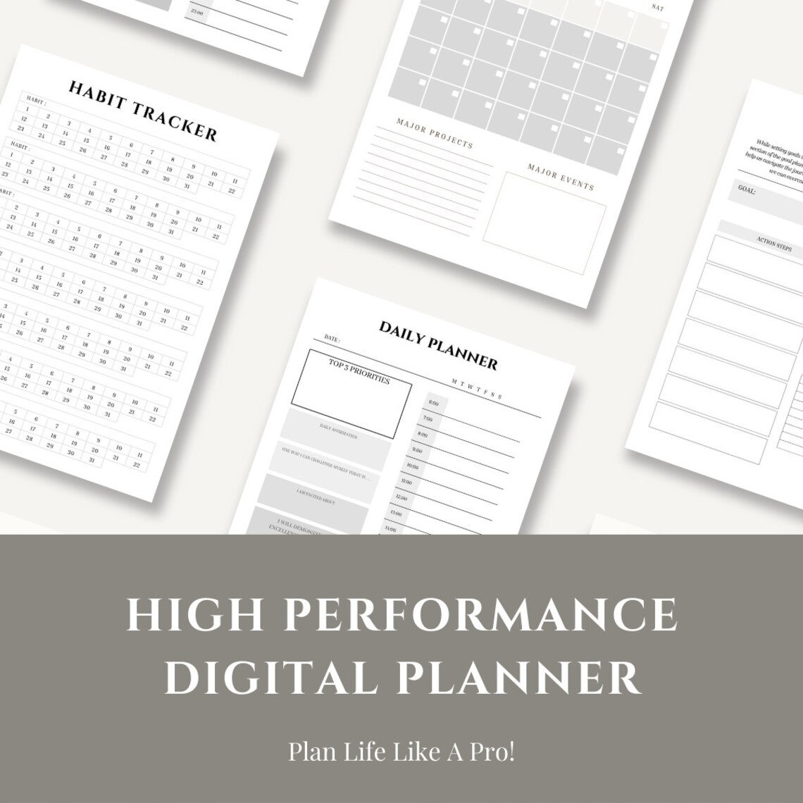 High Performance Goal Planner | SMART Goals Template Worksheets ...