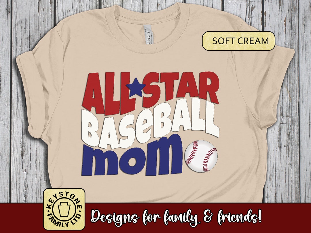 All-star Baseball Mom Shirt. Retro Red, White, and Blue Text - Retro ...