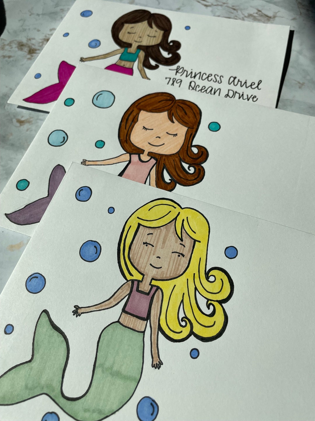 Mermaid Party Invitation, 5x7 Decorated Envelopes, Mermaid Birthday ...