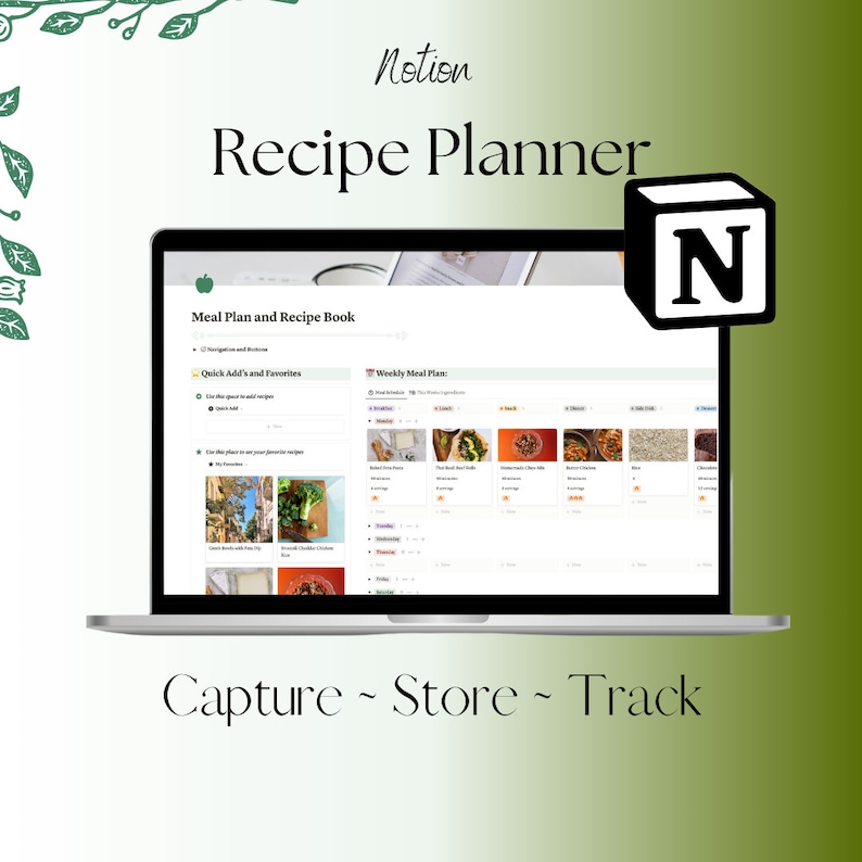 Notion Recipe Template Notion Meal Planner Digital Recipe Book Recipe ...