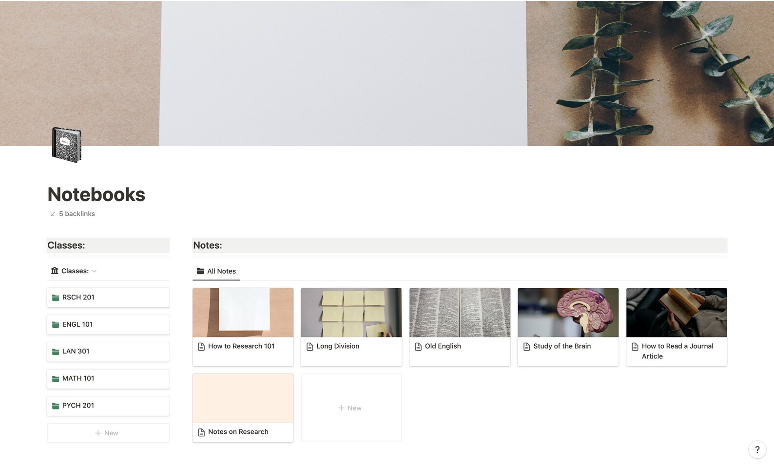 Notion Planner School Notion Template Aesthetic Green School Planner ...