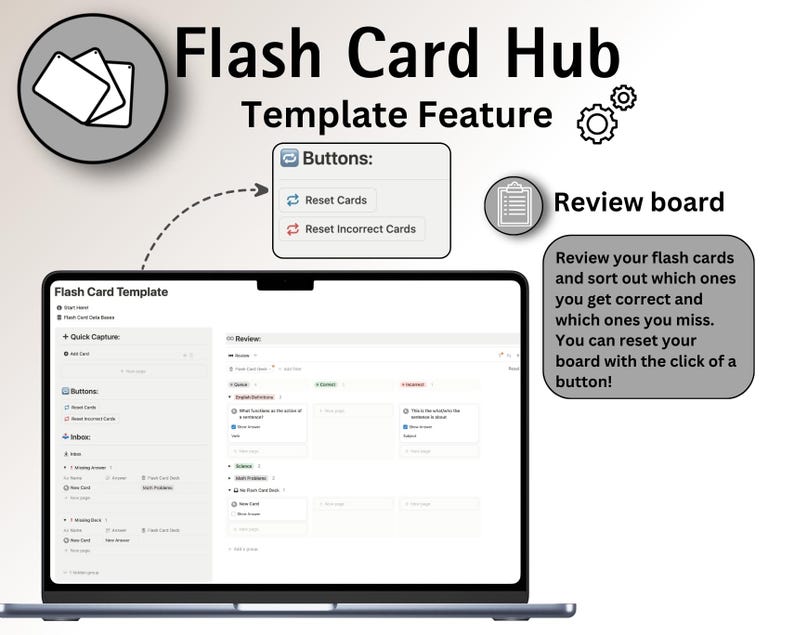 Notion Flashcard Template School College Study Productivity Study Tool ...