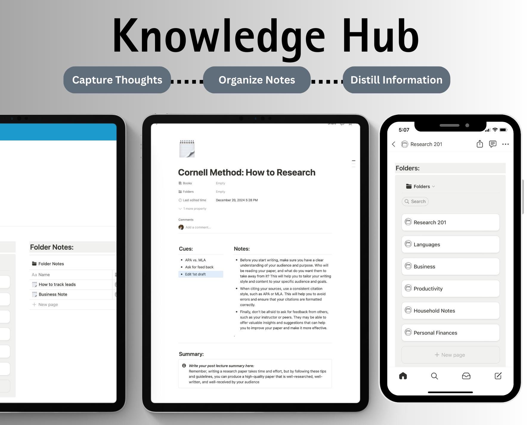 Personal Knowledge Hub Manager Notion Template Notes Information ...