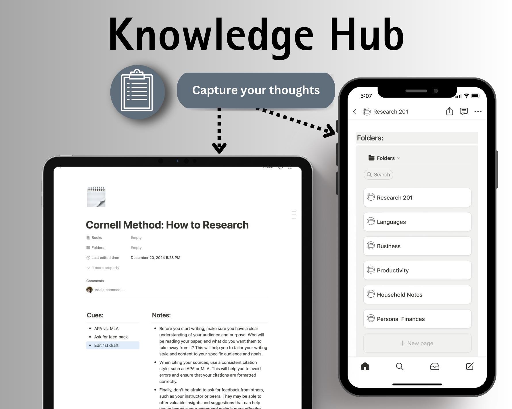 Personal Knowledge Hub Manager Notion Template Notes Information ...