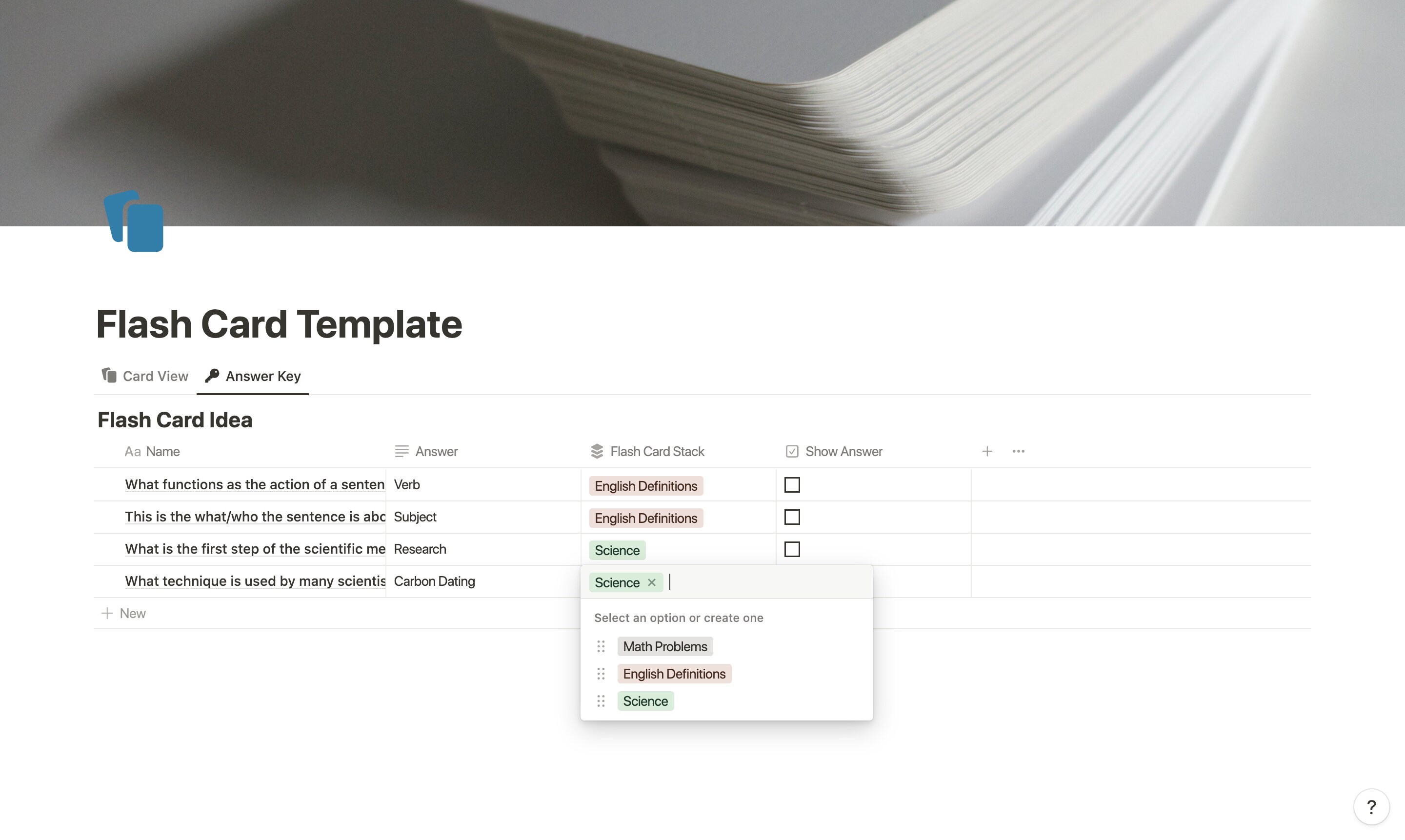 Notion Flash Card Template Digital Flash Card Notion Study Template ...