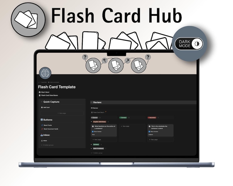 Notion Flashcard Template School College Study Productivity Study Tool ...