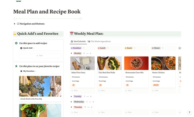 Notion Recipe Template Notion Meal Planner Digital Recipe Book Recipe Tracker Homemaker Recipe ...