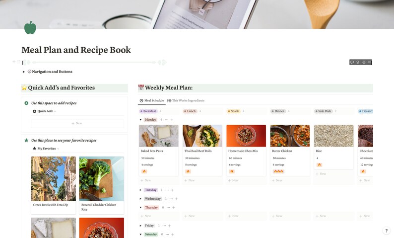 Notion Recipe Template Notion Meal Planner Digital Recipe Book Recipe ...