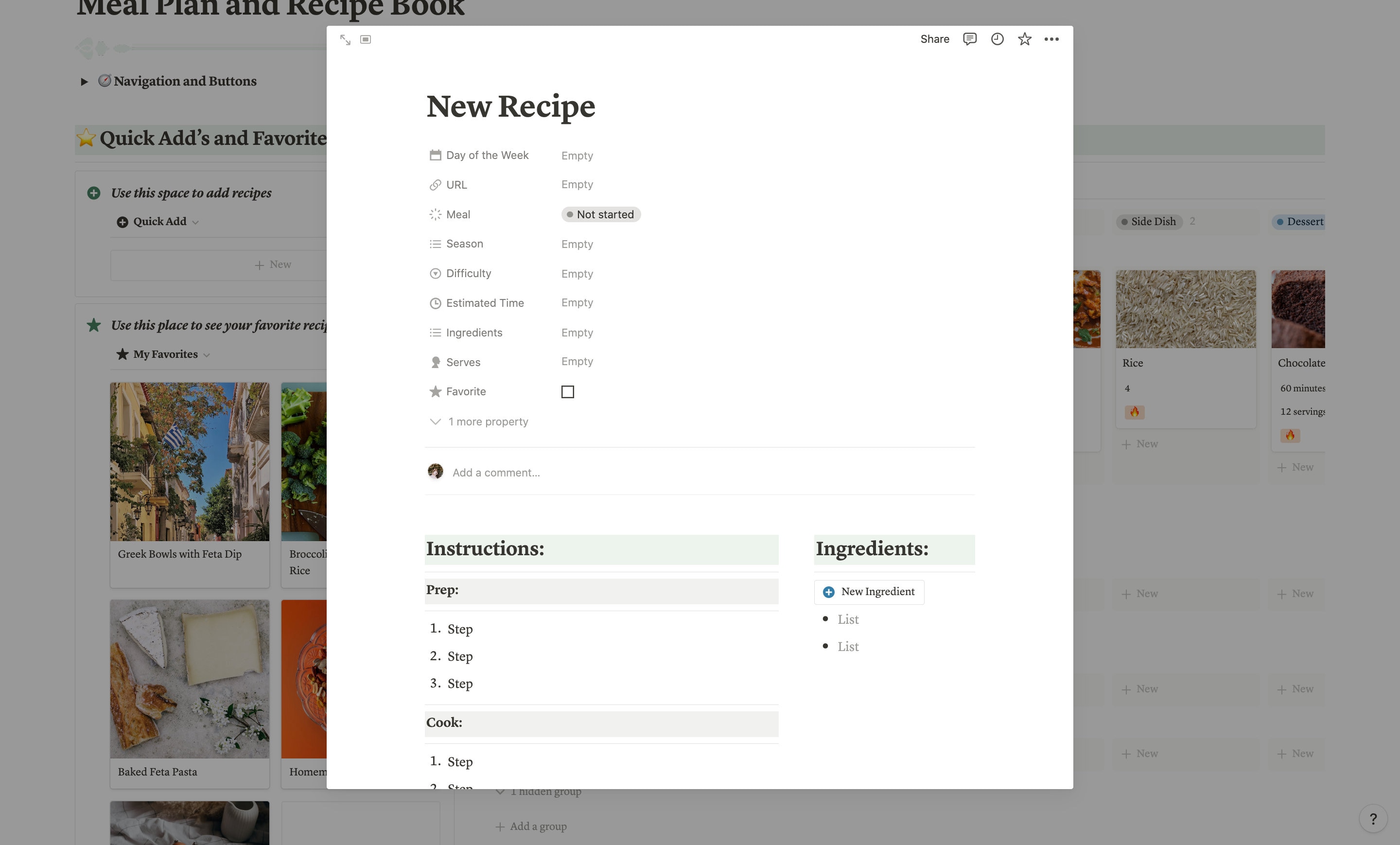 Notion Recipe Template Notion Meal Planner Digital Recipe Book Recipe Tracker Homemaker Recipe ...