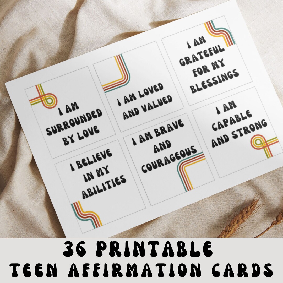 36 Printable Affirmation Cards for Teens and Tweens Daily - Etsy