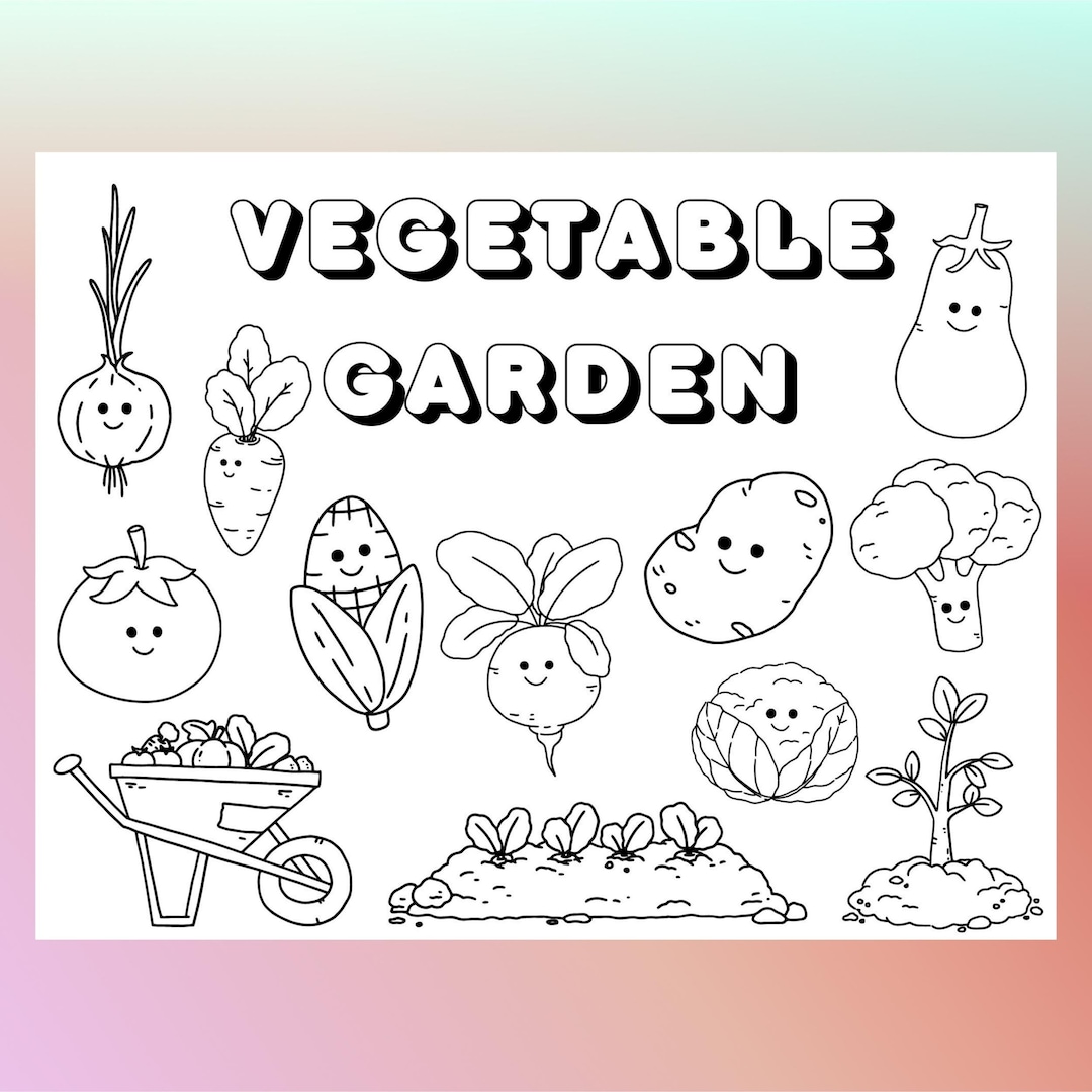 Printable Vegetable Garden Coloring Placemat for Kids - Etsy