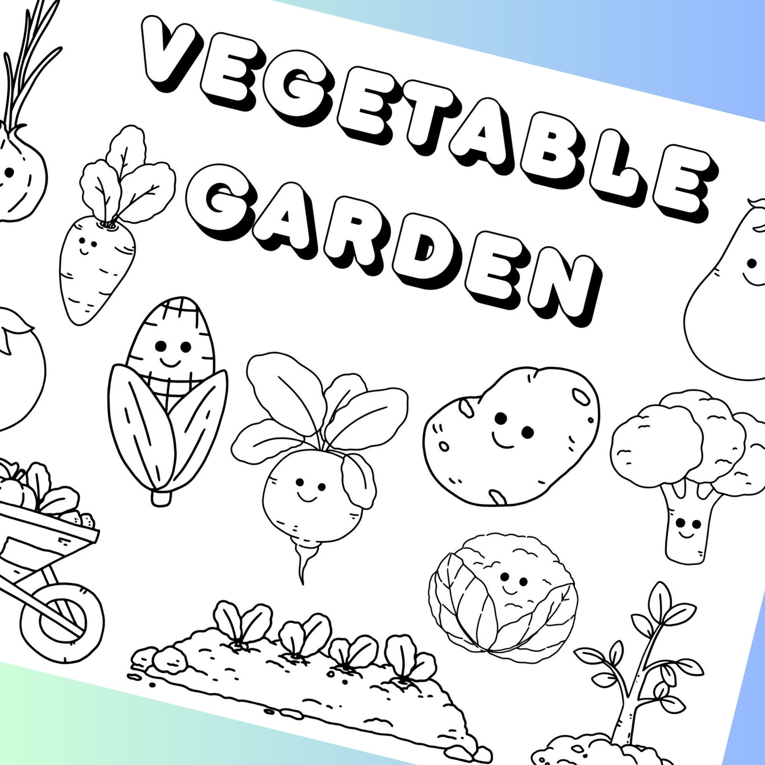 Printable Vegetable Garden Coloring Placemat for Kids - Etsy