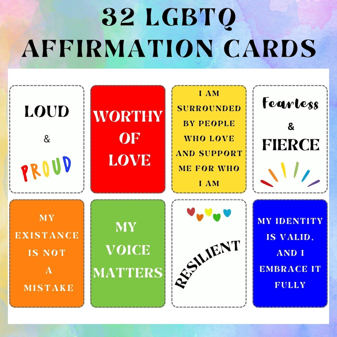 32 LGBTQ Printable Affirmation Cards LGBTQ Pride Love - Etsy