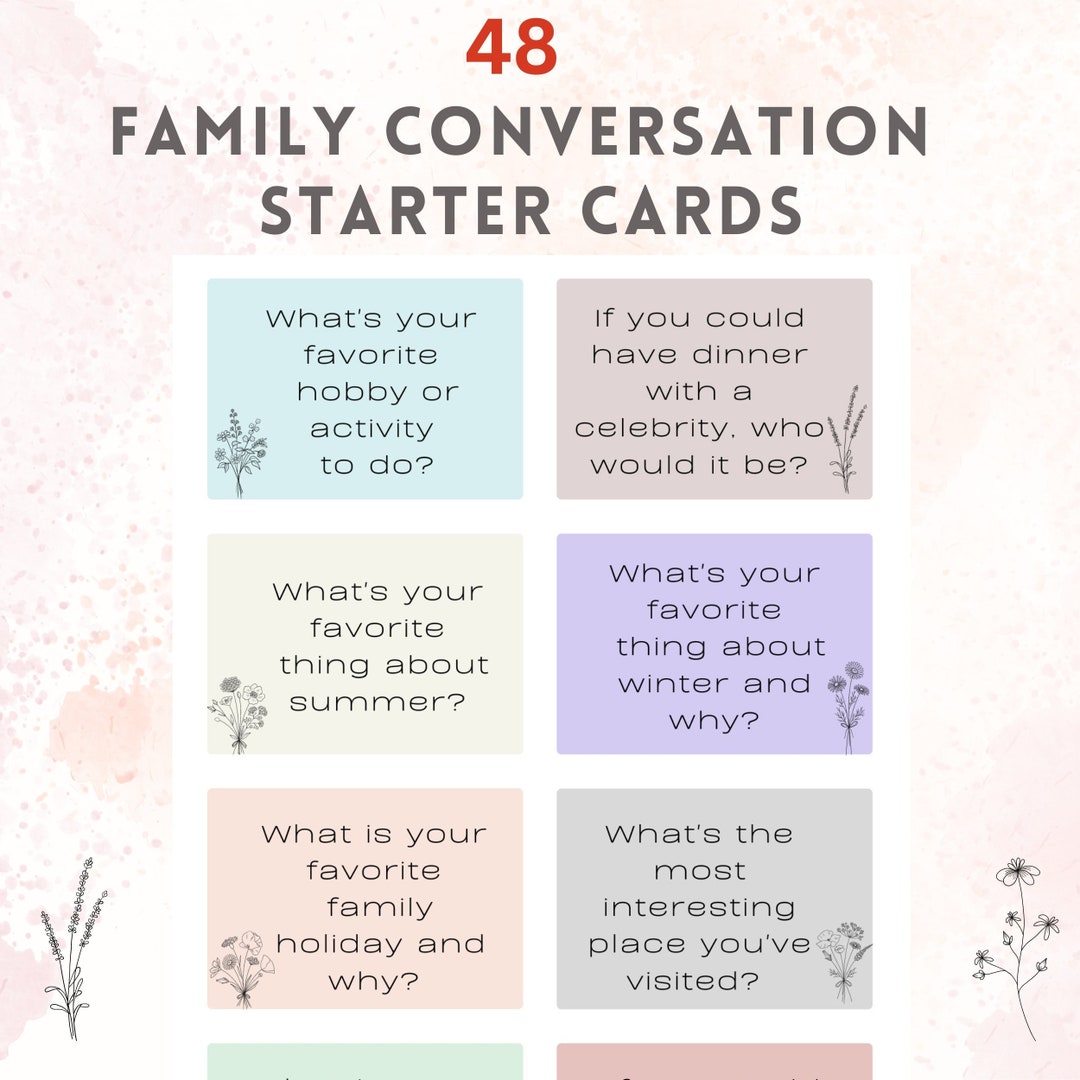 48 Printable Family Conversation Cards Table Talk - Etsy