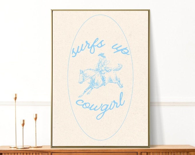 Blue Coastal Cowgirl Wall Art Coastal Western Print Coastal Cowgirl ...