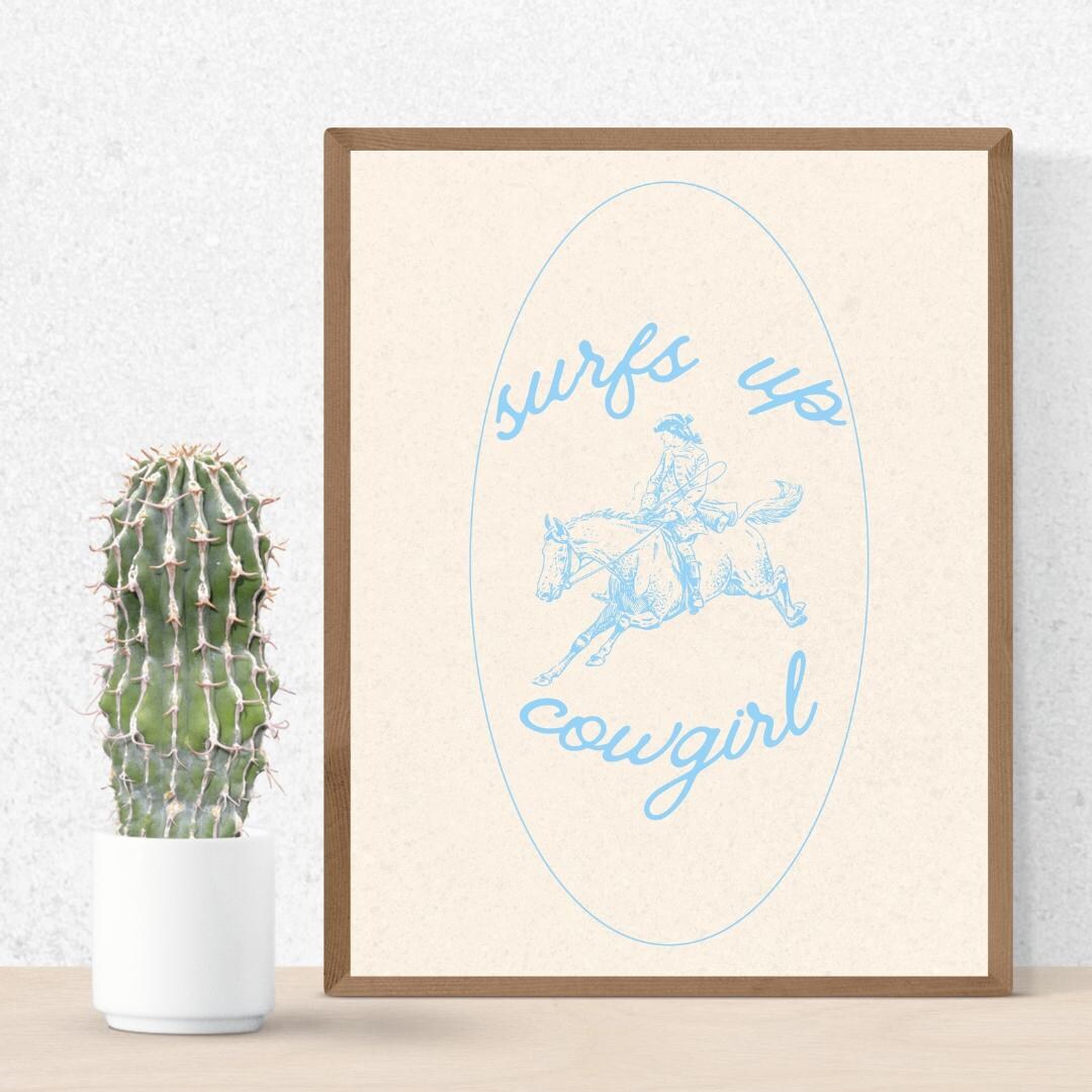 Blue Coastal Cowgirl Wall Art | Coastal Western Print | Coastal Cowgirl ...