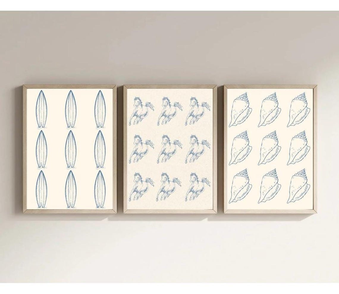 Coastal Cowgirl Set of 3 Prints | Coastal Western Decor | Coastal ...