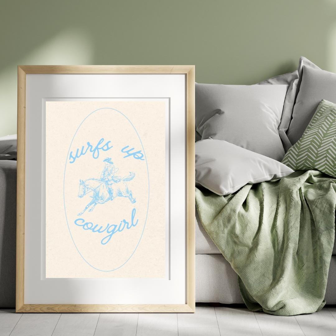 Blue Coastal Cowgirl Wall Art | Coastal Western Print | Coastal Cowgirl ...