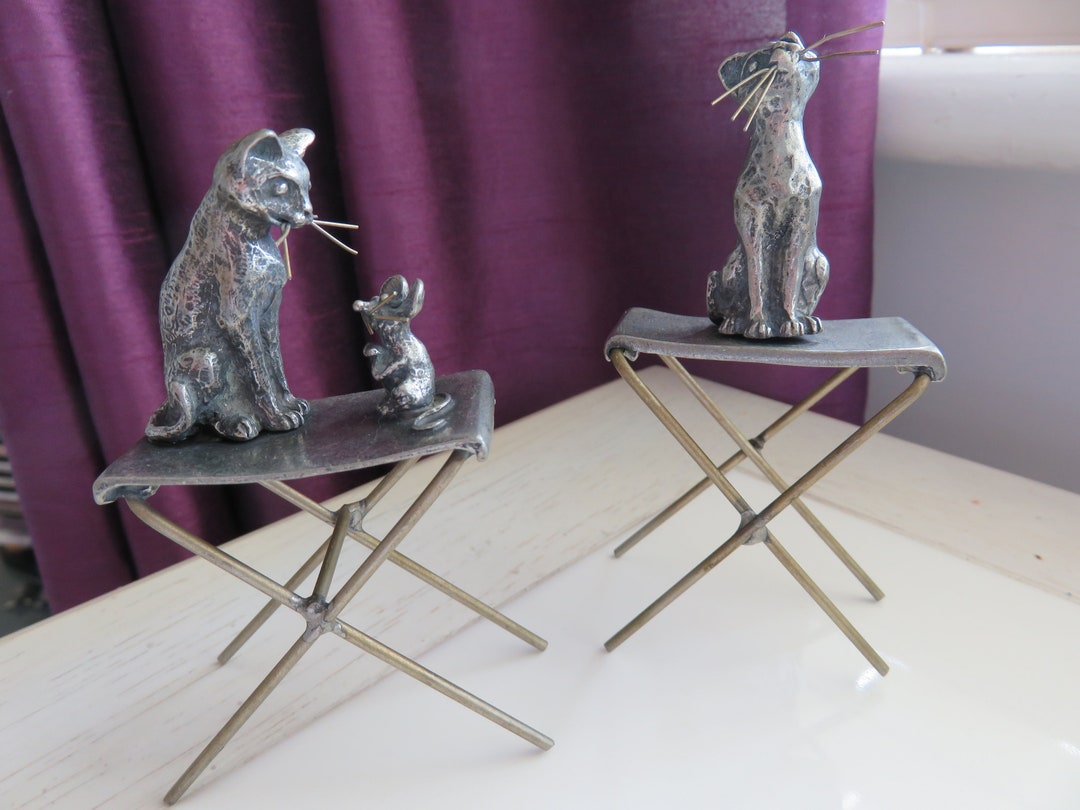 Pewter Cats (pair) by Michel Laude - Etsy