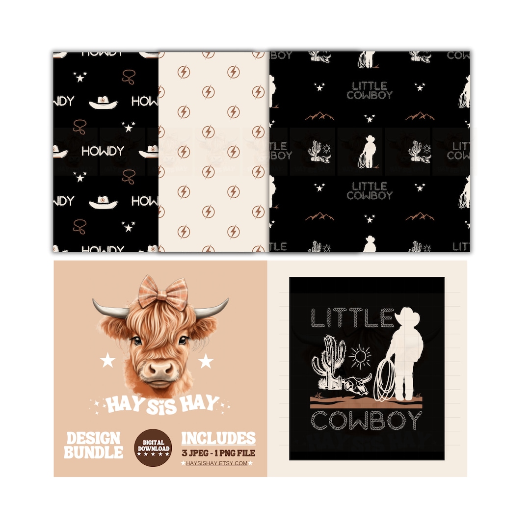 Howdy Little Cowboy... Boy Seamless Pattern... Rodeo Digital Birthday ...