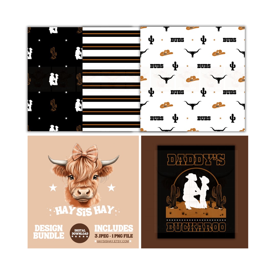 Daddy's Little Buckaroo Tshirt PNG File | Cowboy Seamless Fabric ...