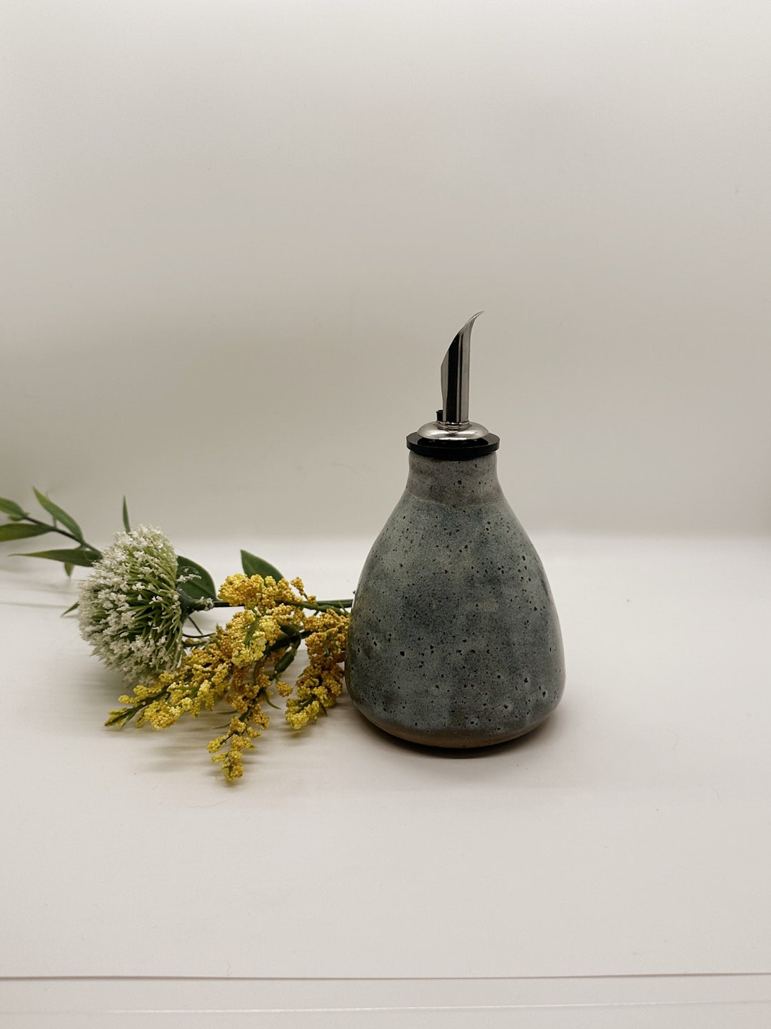 Handmade Speckled Green Olive Oil Carafe/cruet - Etsy