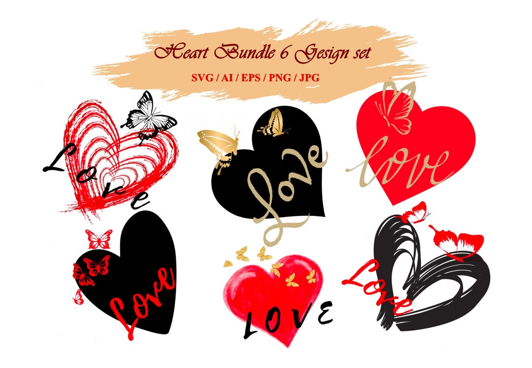 Heart Svg Bundle Heart Svg Love Svg Butterfly Svg Digital Download - Etsy