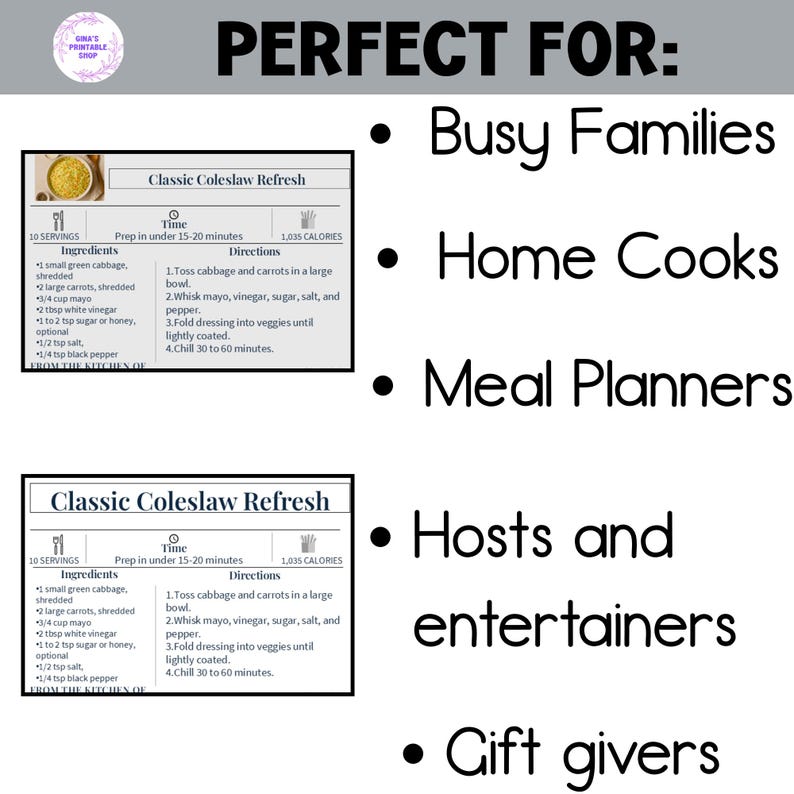 Potluck Recipe Cards: 12 Budget-friendly Recipes (PDF) - Etsy