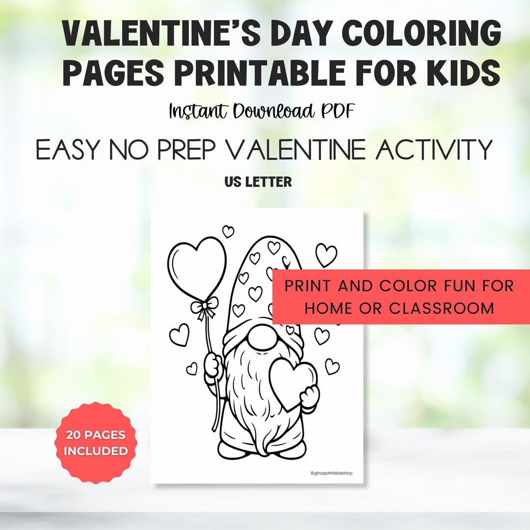 Valentine’s Day Coloring Pages Printable for Kids Easy No Prep ...