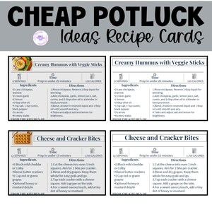 Potluck Recipe Cards: 12 Budget-friendly Recipes (PDF) - Etsy