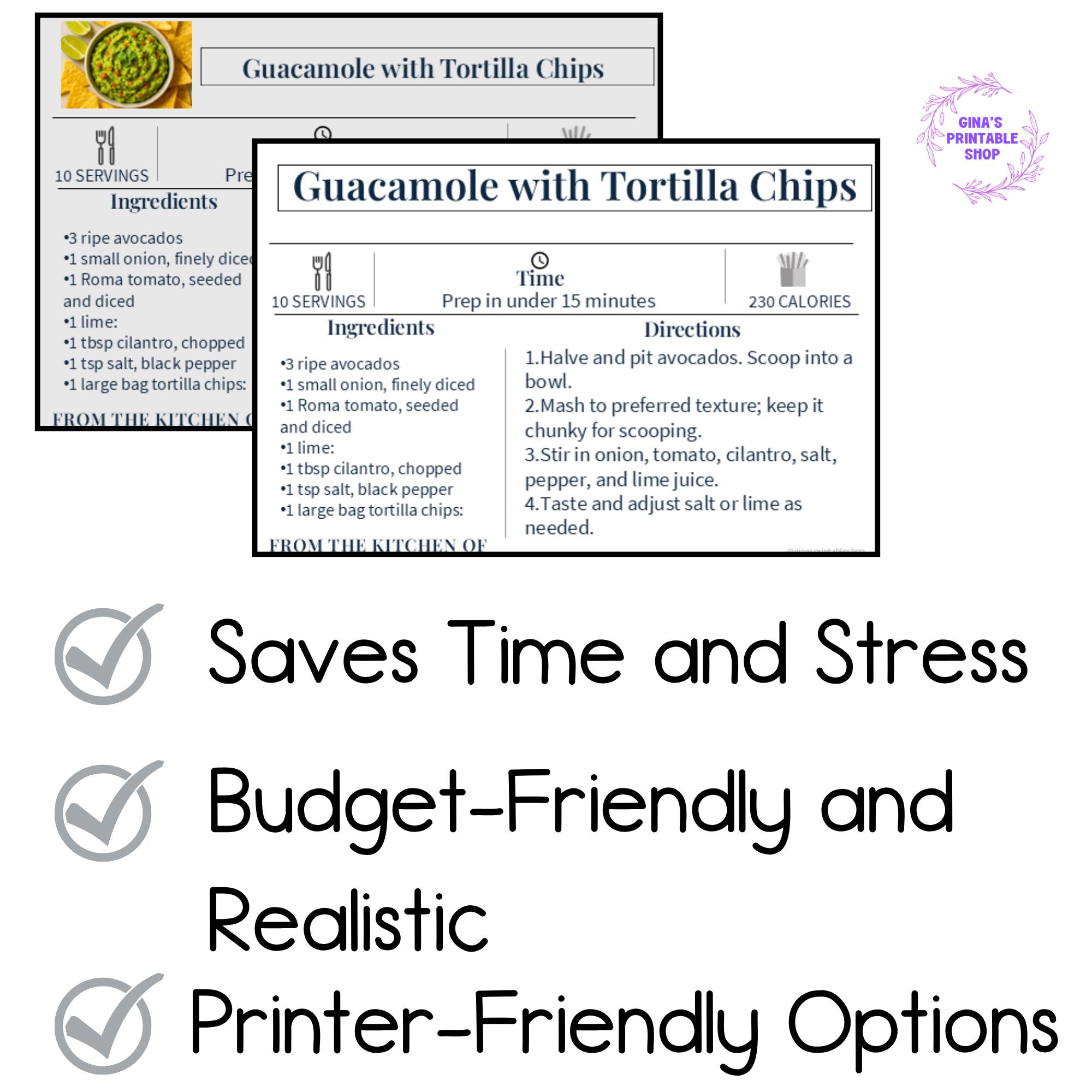 Potluck Recipe Cards: 12 Budget-friendly Recipes (PDF) - Etsy