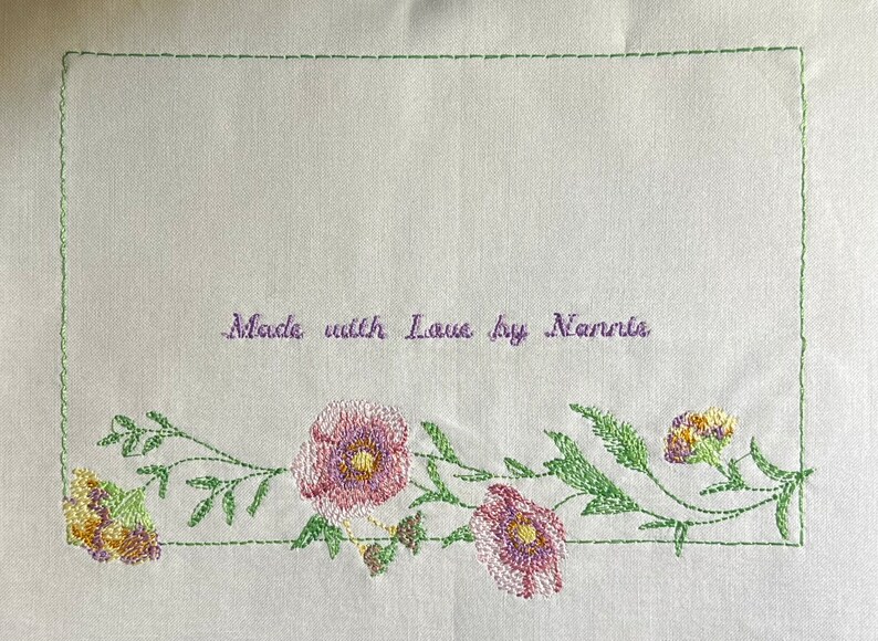 Custom Embroidered Quilt Label Flower Border in Frame - Etsy