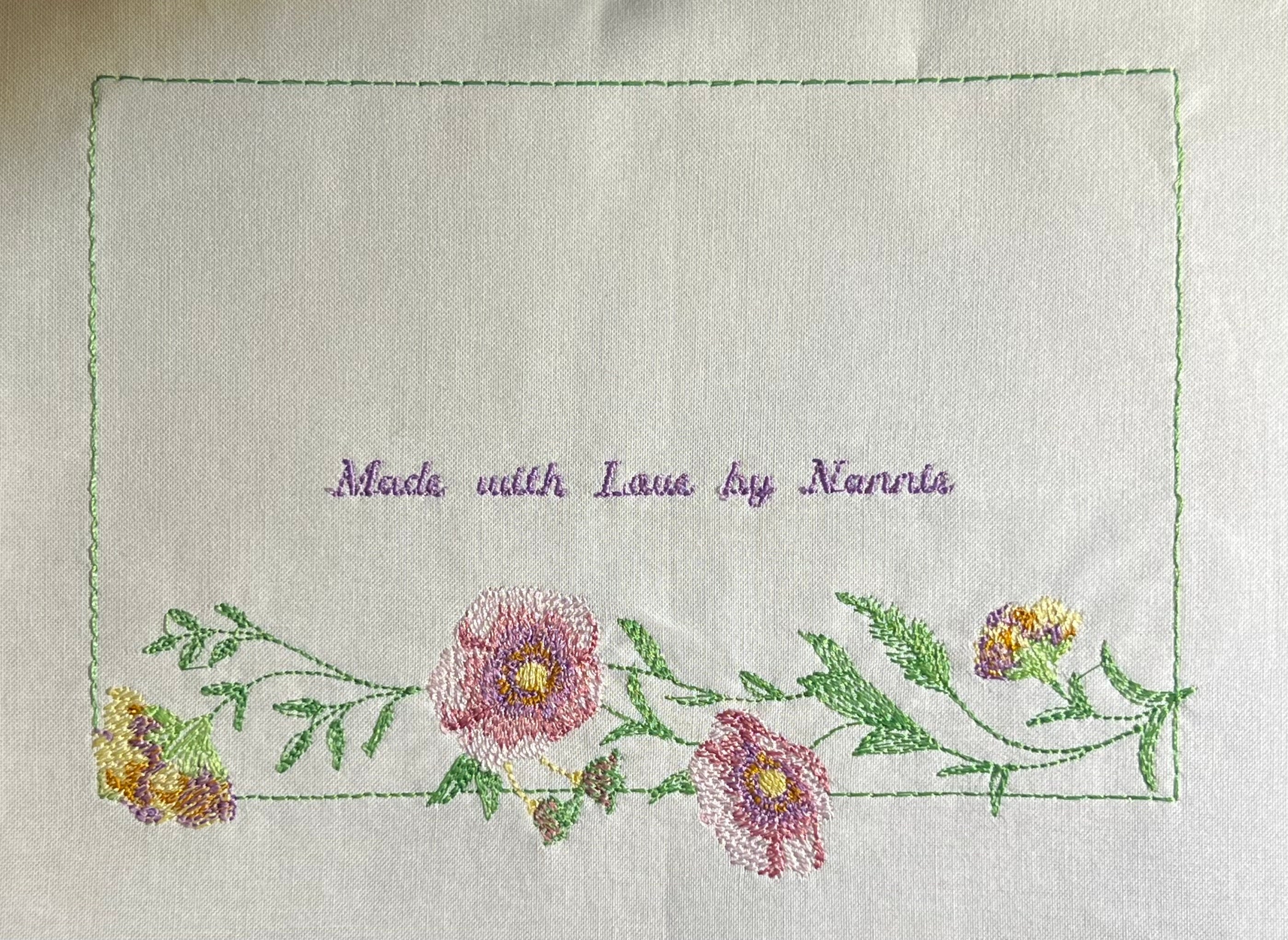 Custom Embroidered Quilt Label Flower Border in Frame - Etsy