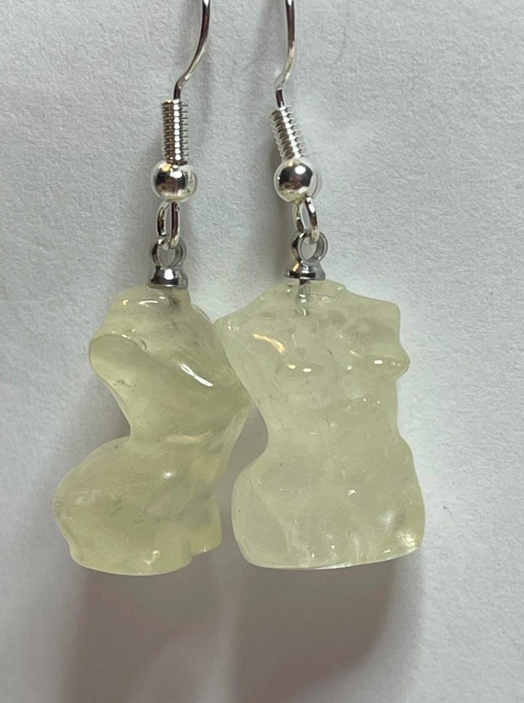 Gemstone Woman Body Dangle Earrings, Carved Crystal Lady Figure - Etsy