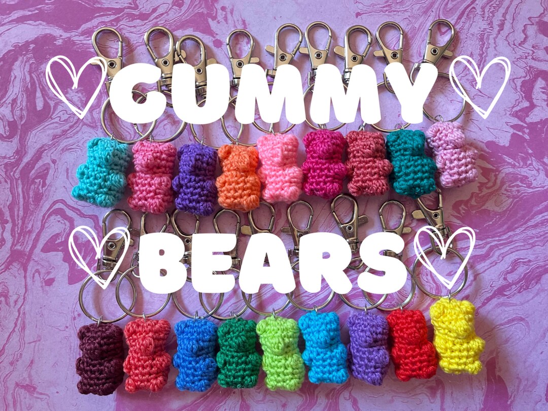 Crochet Gummy Bear Keychains Aesthetic Tiny Handmade Amigurumi Gummy ...
