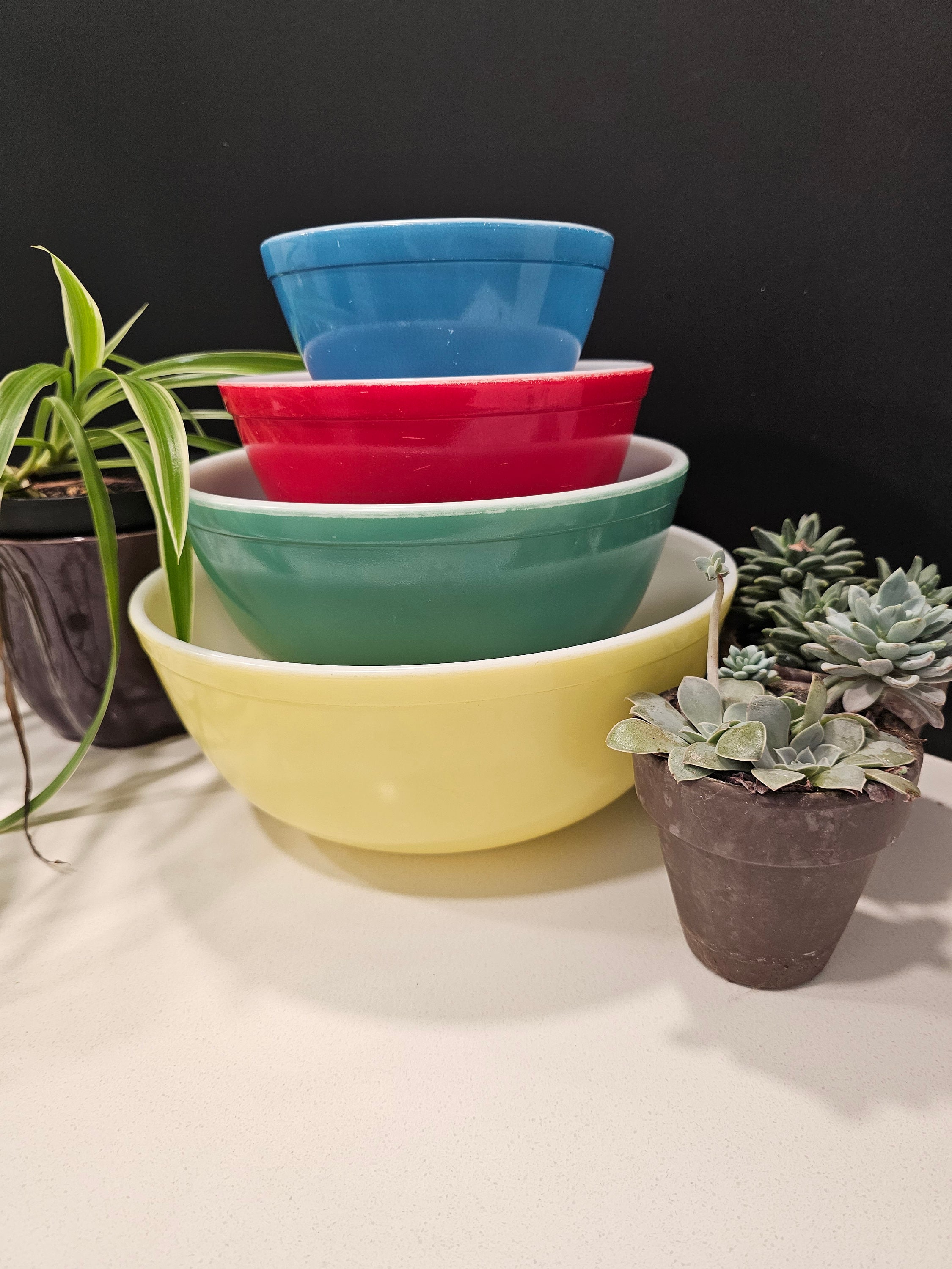 PYREX Primary Color Mixing Bowls Set Full Set 4 - Etsy