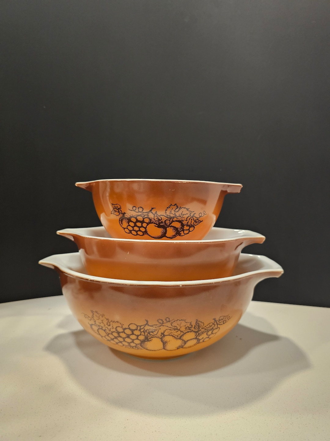 PYREX - Old Orchard Pattern Cinderella Mixing Bowls - Set of Three (3 ...