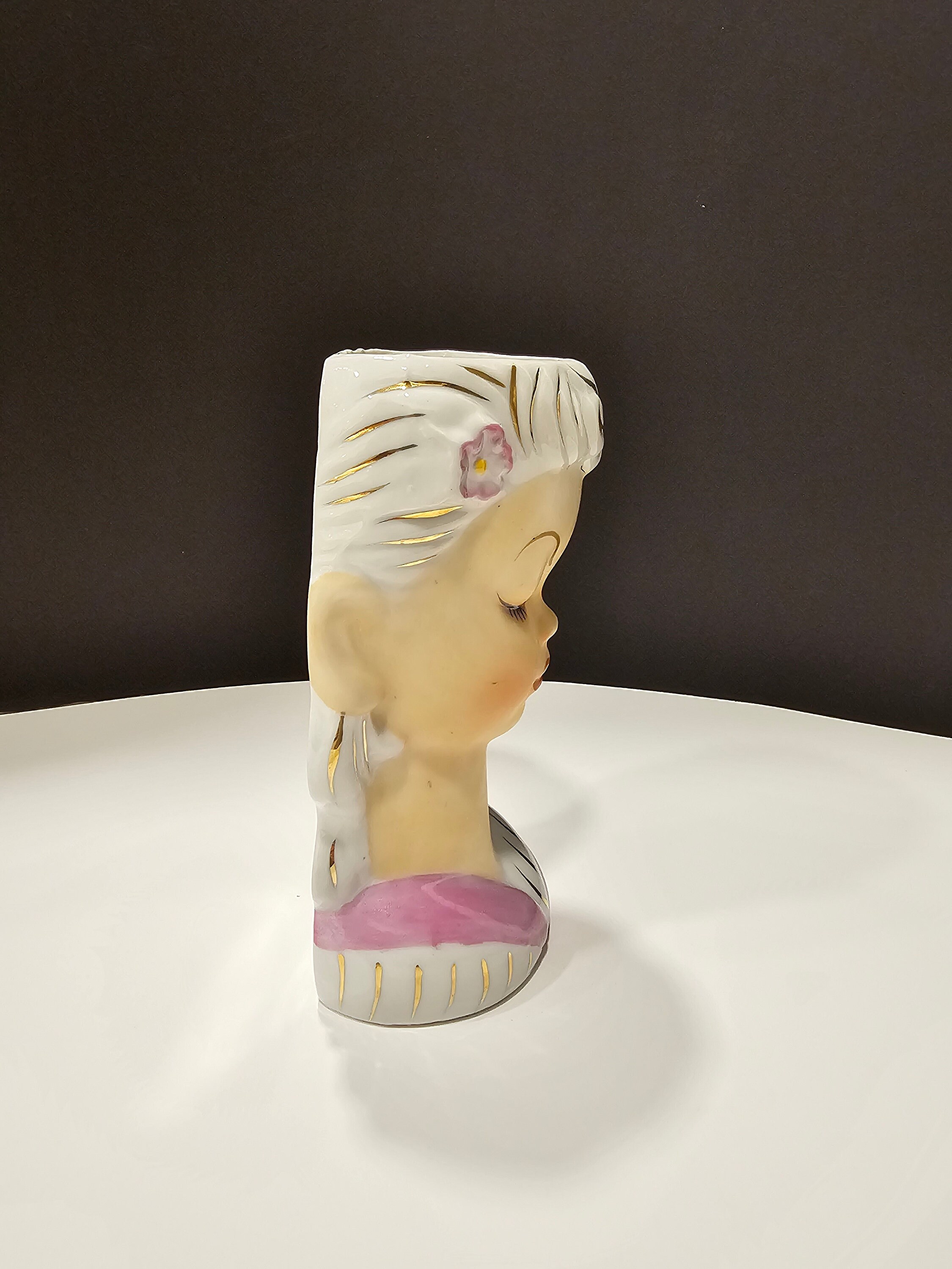 Lady Head Vase, Pink Enesco Glamour Girl Brush Holder, Vanity Display ...