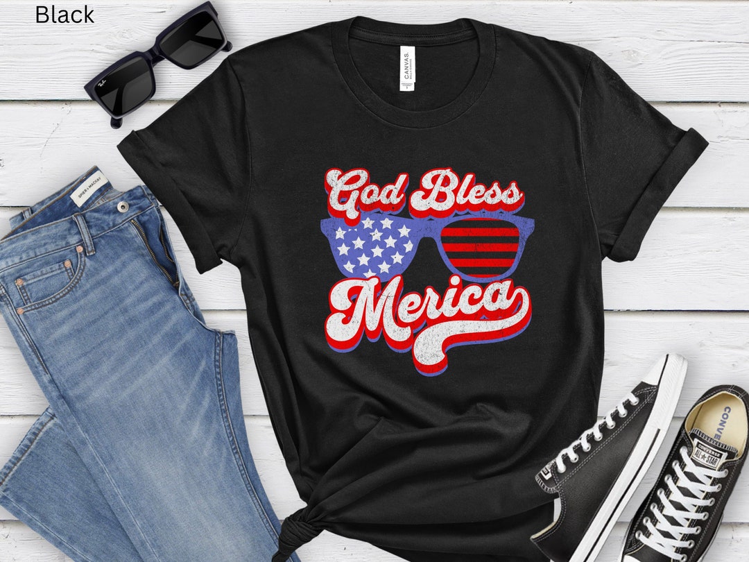 Patriotic God Bless Merica American Flag T-shirt God Bless Merica USA ...